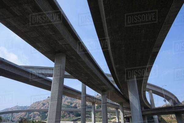 Highway overpass in Los Angeles, California, USA - Stock Photo - Dissolve