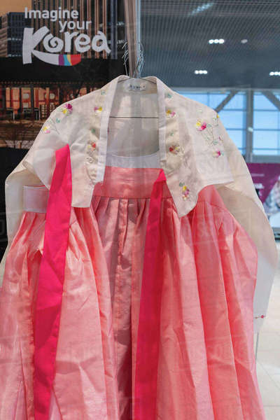 Traditional Korean women clothes Hanbok vibrant color for attire during ...