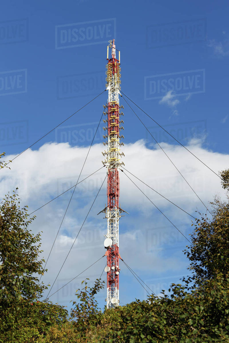Communications tower with antennas wireless communication channels such a mobile phone tower ...