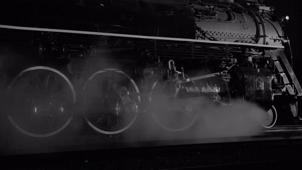 Steam locomotive at night in black and white - Stock Video Footage ...