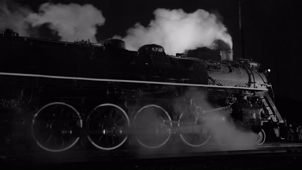 Steam locomotive at night in black and white - Stock Video Footage ...