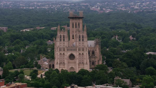 Aerial view of the National Cathedral. - 4K Royalty-free Stock Video ...