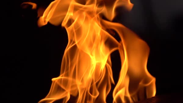 Close Up Slowmotion of Burning Fire Flames - Stock Video Footage - Dissolve