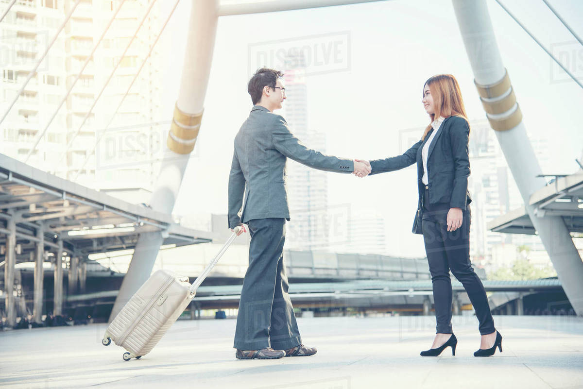 Congratulation to collaboration partner after sign on contract. Diverse ...