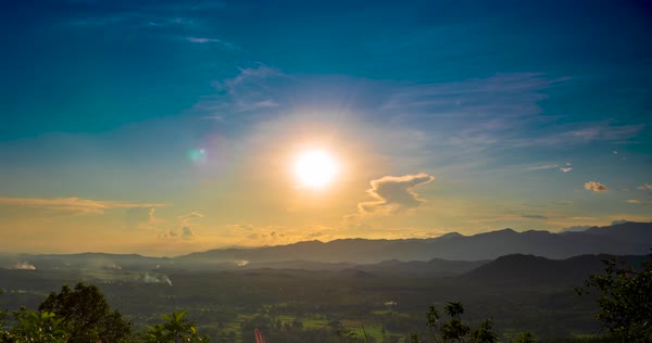 Vibrant sunset sky in an early morning sunrise - dawn with landscape ...