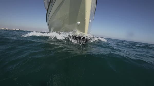 Sailboat prow sailing front view - Stock Video Footage - Dissolve