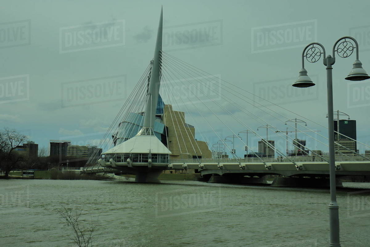 Pedestrian bridge at the forks - Royalty-free Stock Photo | Dissolve