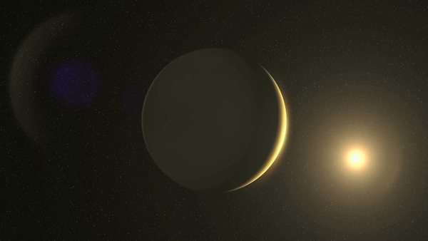 Animation of the planet Venus showing ashen light, a faint glow from ...