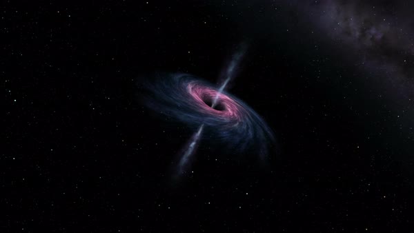 Animation of a black hole, showing its accretion disk and polar jets ...
