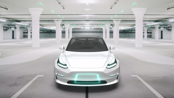 Autonomous electric car charging itself using wireless charging EV ...