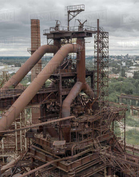 Aerial photo of structures of an old abandoned steel plant - Royalty ...