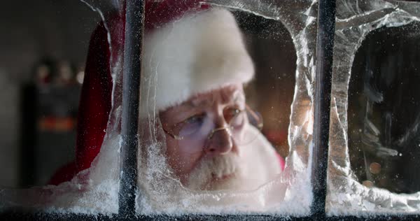 Santa Looking Through Window Christmas Santa Claus Looks Out Window