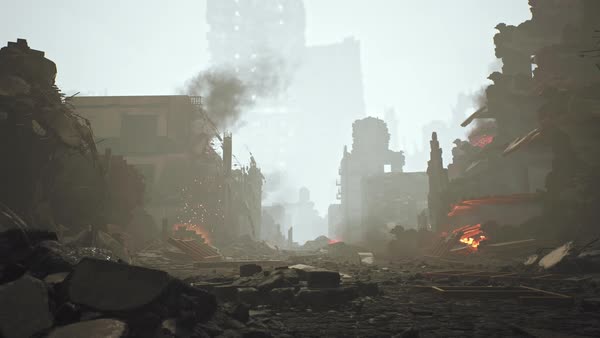 Drone Shot Bomb War Zone Aftermath Destroyed Buildings Violence City ...