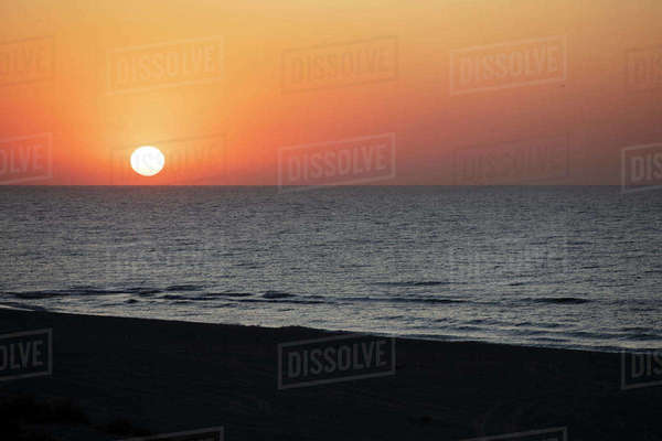 Sea landscape rising sun on a background of the sea - Royalty-free ...