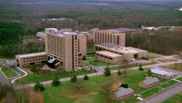 1990s - aerial over Quantico Marine army military Headquarters in ...