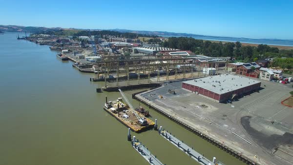 Aerial over an old abandoned shipyard at Mare Island, California. - 4K ...