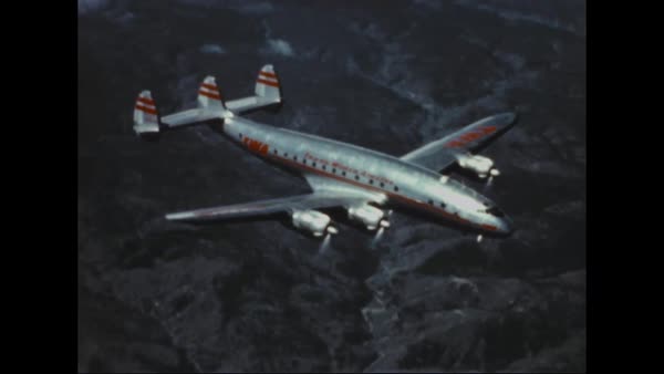 1948 - A TWA Constellation airplane lands in Rome. - Stock Video ...