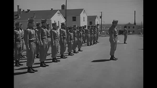 1955 - A US Army officer stationed at Fort Carson, Colorado inspects a ...
