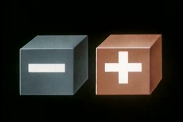 An animation illustrates a positive charge and a negative charge and ...
