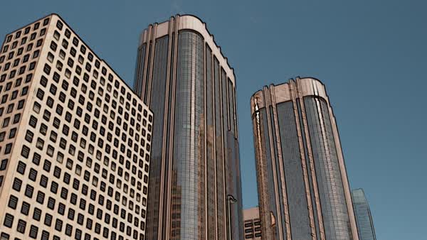 Tall buildings in the city center. Animated color sketch stop motion ...