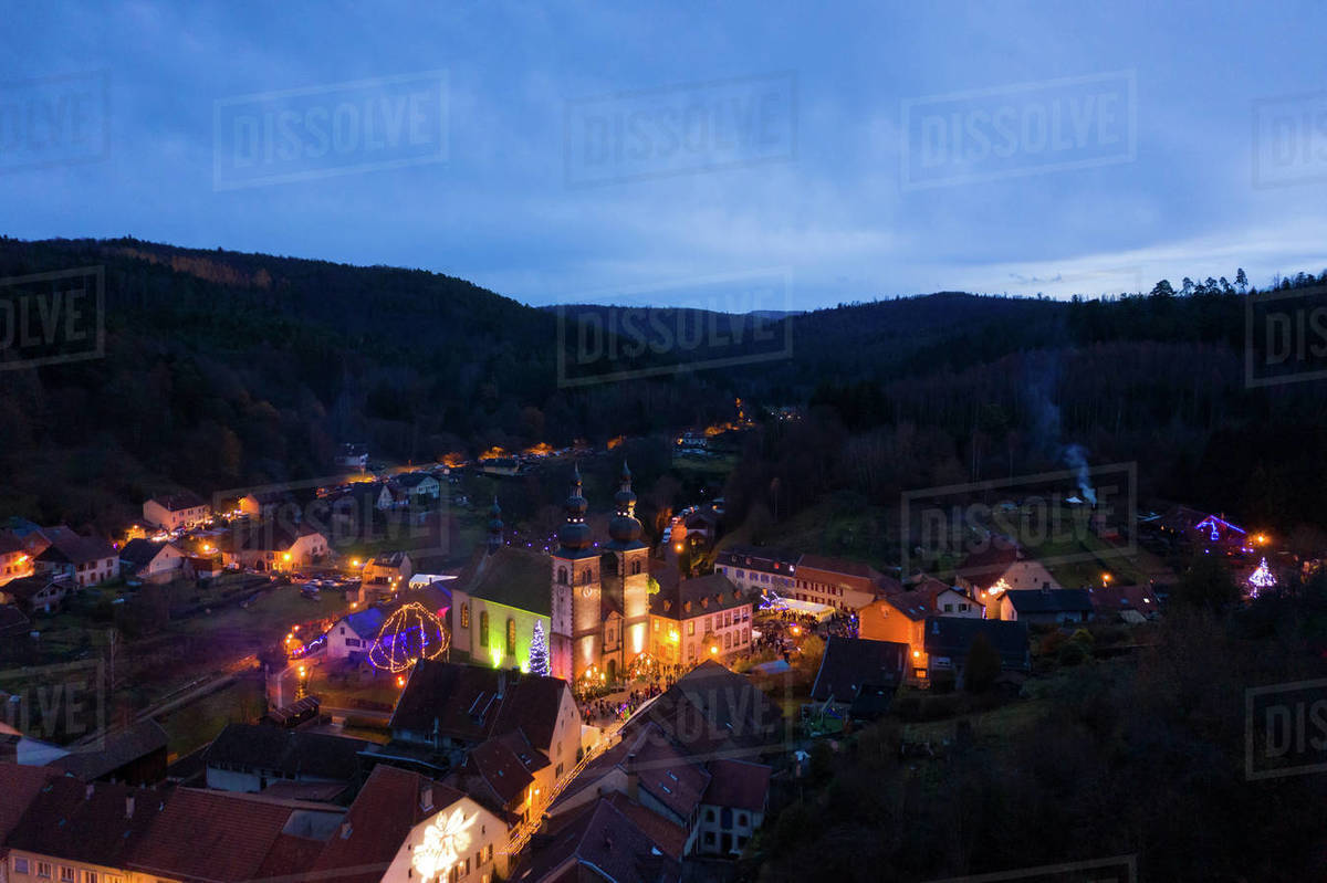 Beautiful drone view on christmas eve in traditional village of saint ...