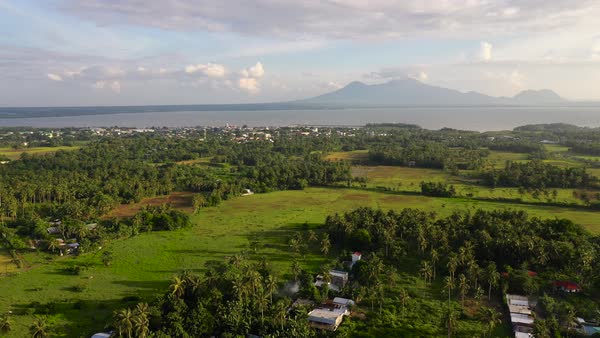 Sorsogon City, Luzon, Philippines. Asian town by the sea, top view ...