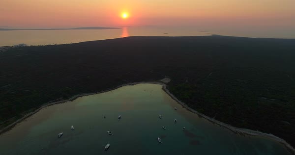 OLIB, CROATIA - 10 AUGUST 2015: Aerial view of tourists enjoying on ...