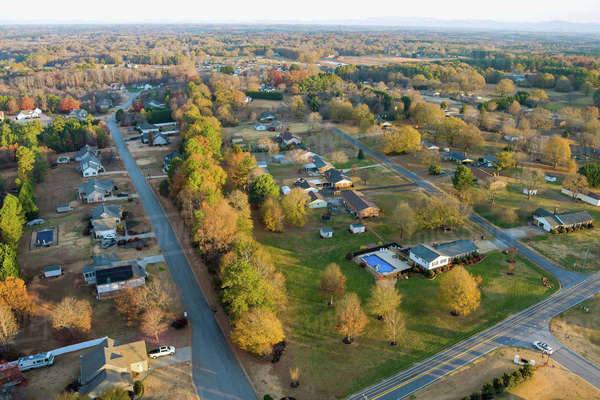 Aerial top view of small town in Boiling Spring South Carolina good ...