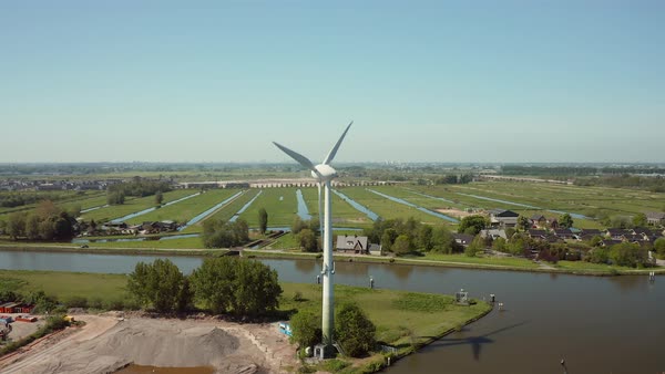 Wind turbine In The Province Of Nieuwe Gouwe O.Z. Near Gouda City ...