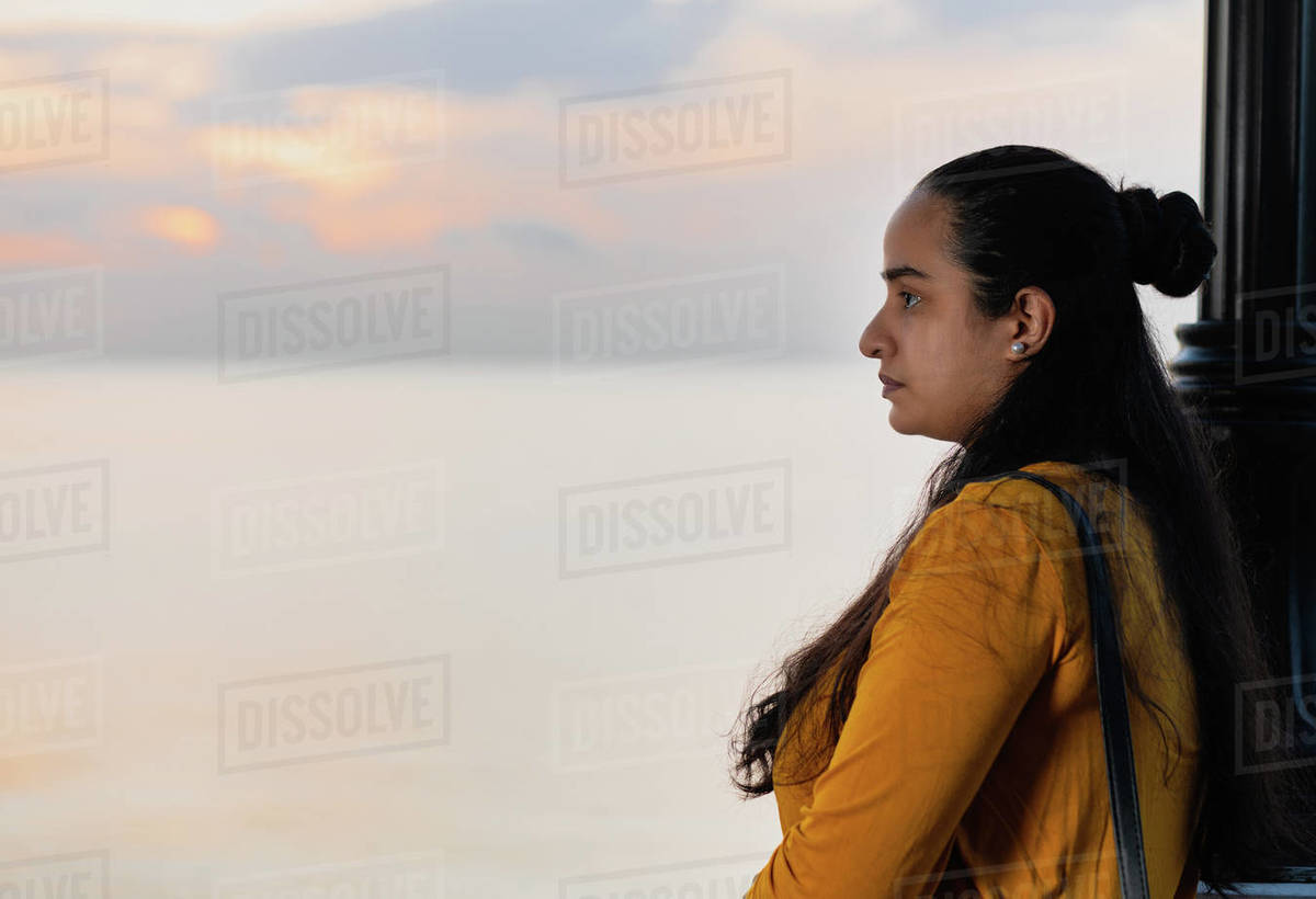 woman looking at the horizon in the ocean - Royalty-free Stock Photo ...