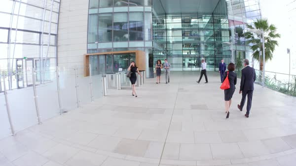 Walking through business lobby to greet client, POV shot - Stock Video ...
