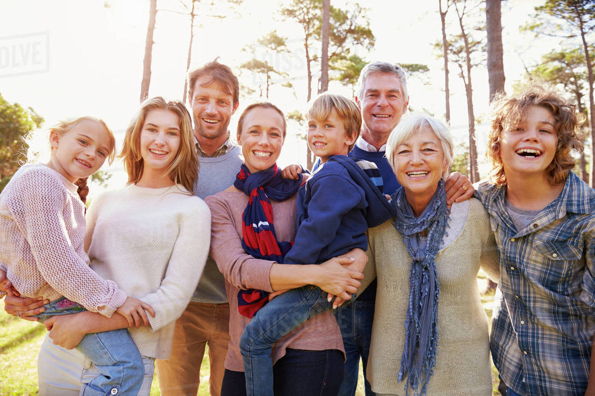 Happy multi-generation family portrait in the countryside - Royalty ...