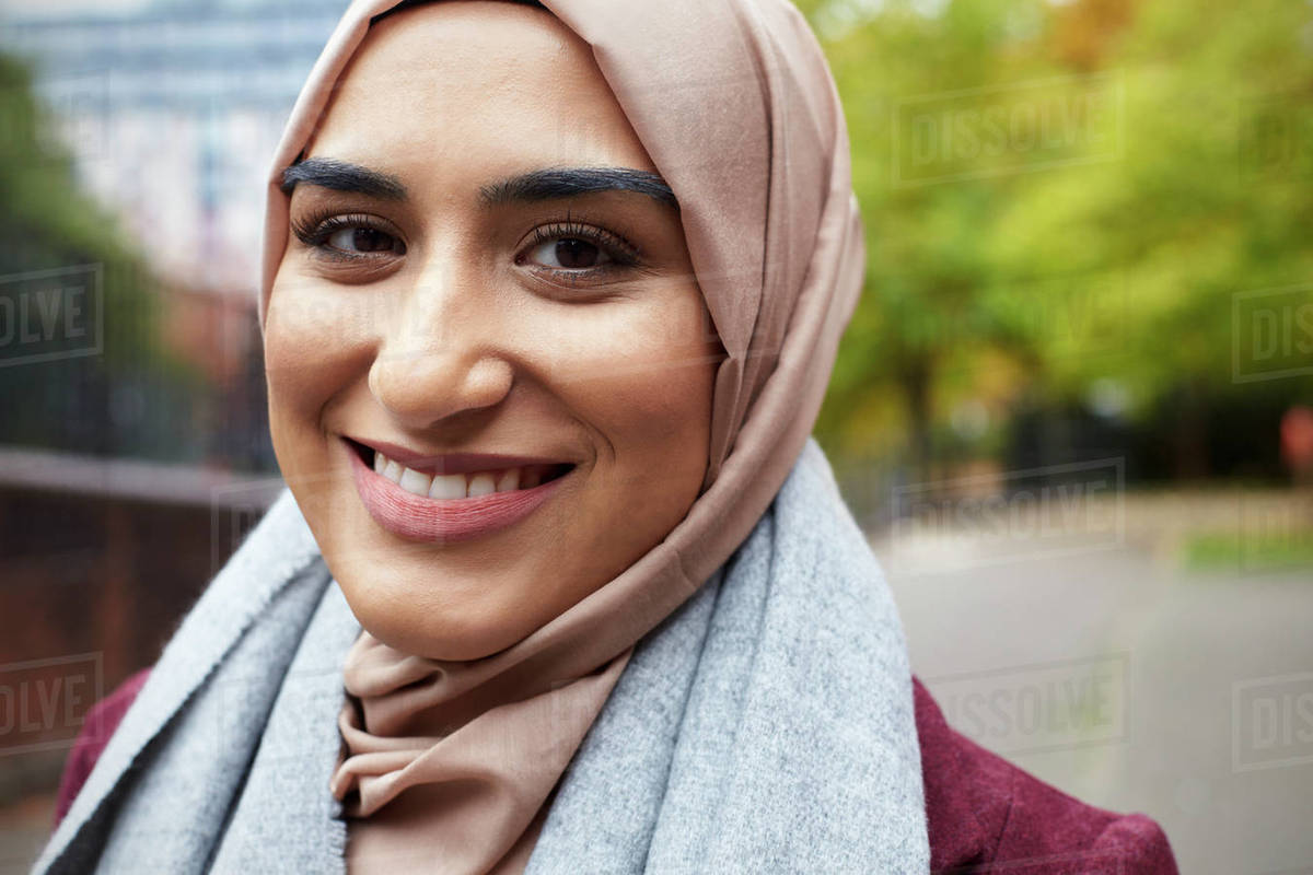 Portrait of british muslim woman in urban environment - Royalty-free ...