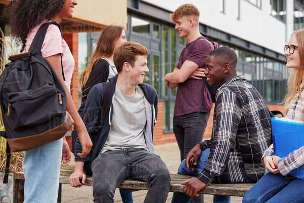 Student Group Socializing Outside College Buildings - Royalty-free ...