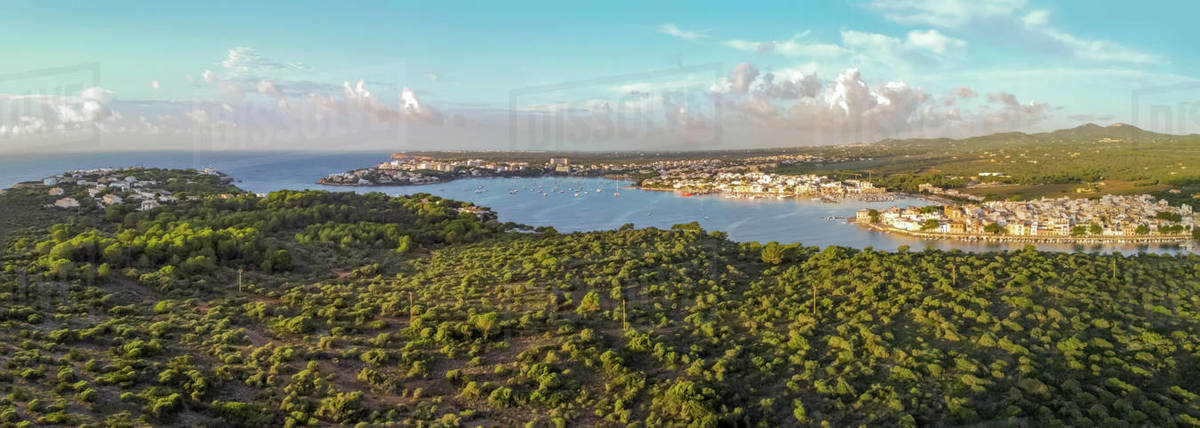 panoramic drone aerial view of the mediterranean sea at sunrise darsena ...