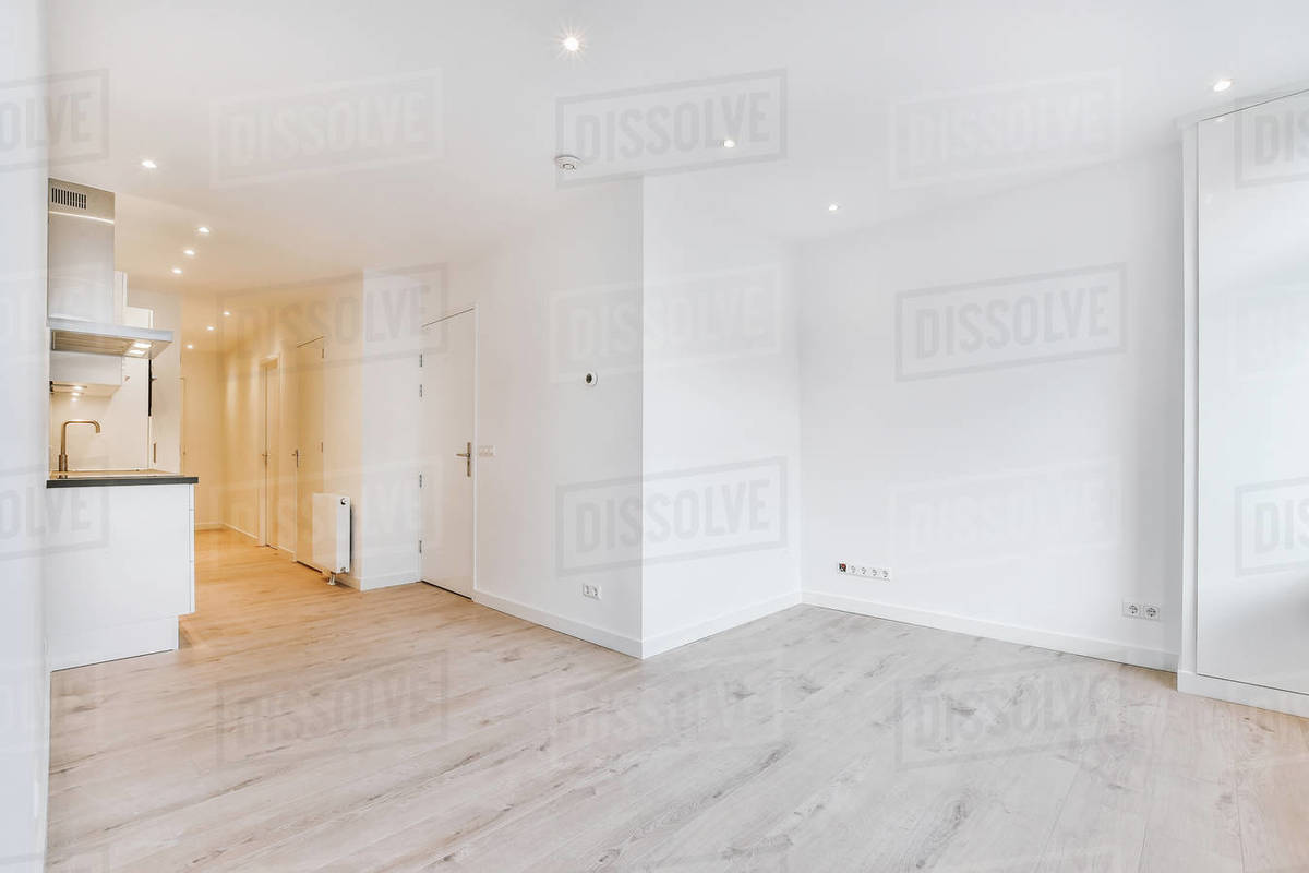 Interior of modern empty room with white walls in new apartment in ...