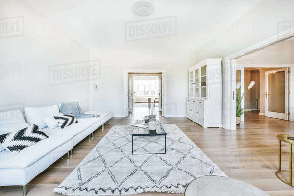 Luxury accommodation decor with big white sofa - Royalty-free Stock ...