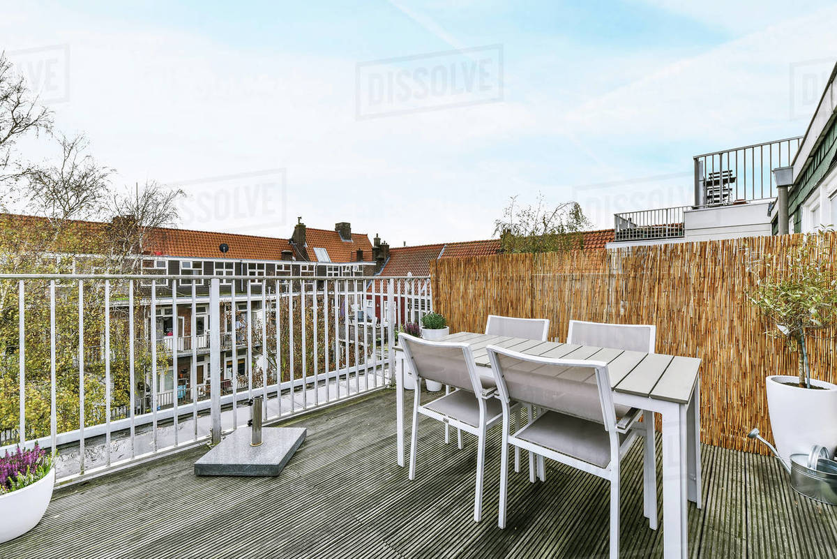 View of the beautiful veranda of the house - Stock Photo - Dissolve