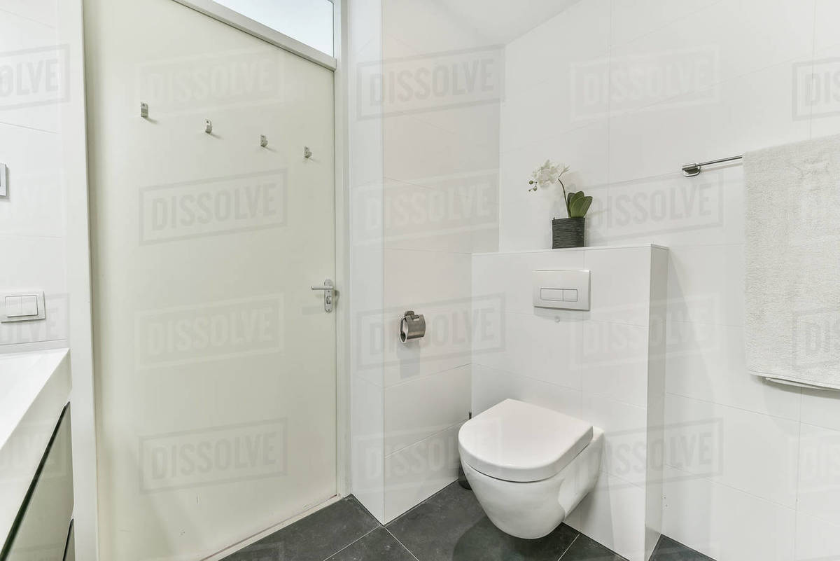 Interior of small clean restroom in miniature style - Royalty-free ...