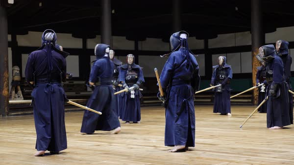 Preparing for a Kendo practice in Dojo, Tokyo, Japan. Practicing ...