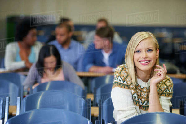 University, students and happy portrait in classroom and learning in ...