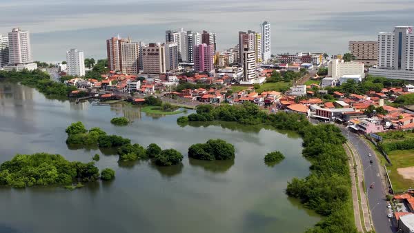 Panning wide landscape of historic buildings of capital city of ...