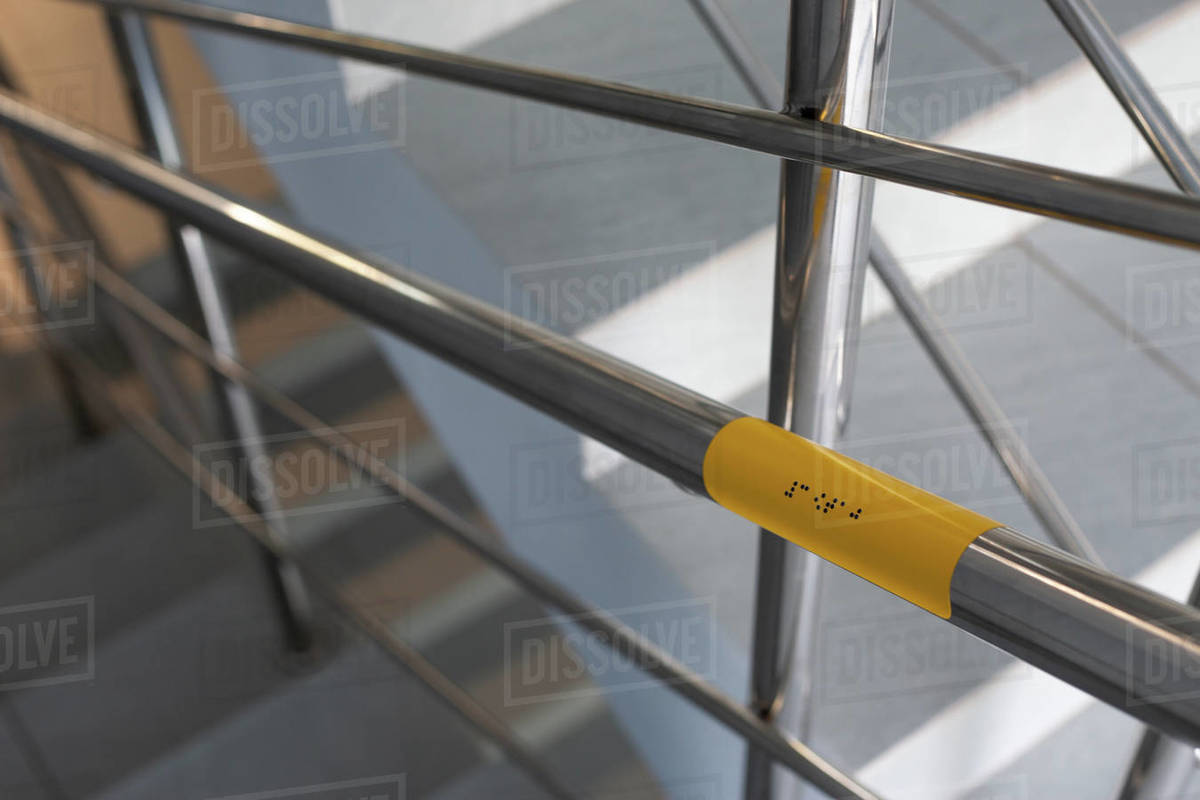 Support blind people on stairs with braille text for help on way ...