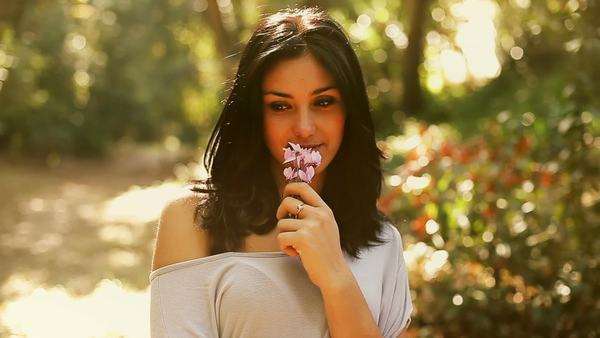 Beautiful girl in love looking happy - Stock Video Footage - Dissolve