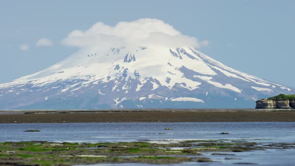 Mt Redoubt coastal volcano across Cook Inlet National Park Reserve ...