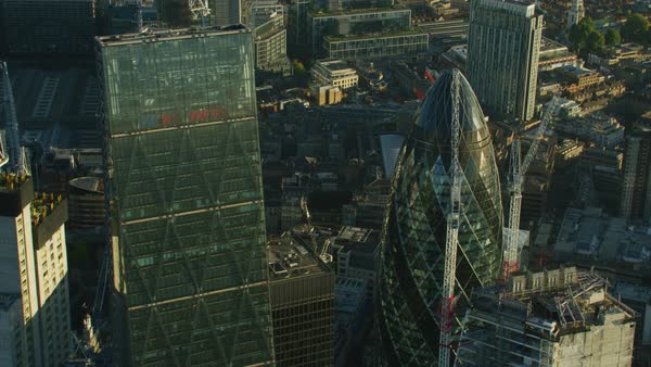 London UK - November 2017: Aerial view London city financial district ...