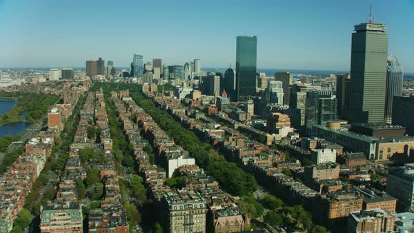 Boston, USA - November, 2017: Aerial view city skyscrapers landmark ...