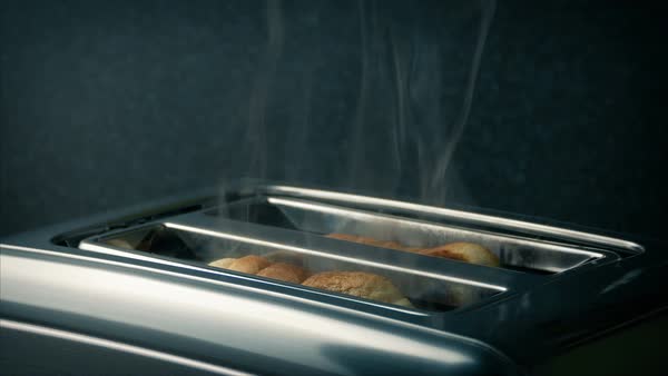Burning Toast In Toaster - Stock Video Footage - Dissolve