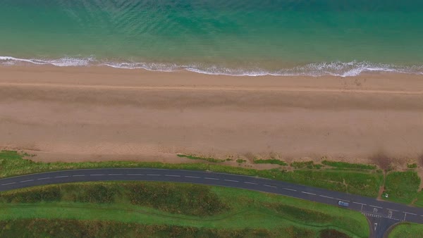 Car Driving on Scenic Ocean Highway Road by Beach, Aerial Landscape ...