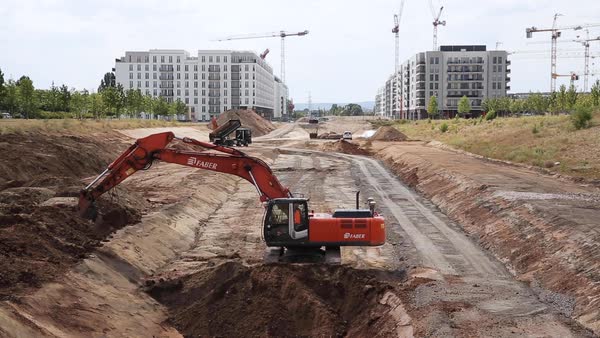 Excavator Digging New Construction Site Grounds - Stock Video Footage ...